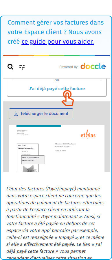 Vos factures Ethias dans l'Espace Client
